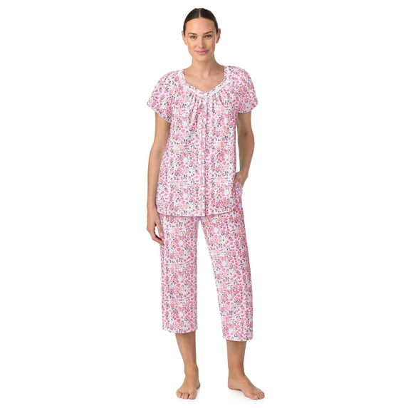 Aria Women’s Short Sleeve Cropped Pajama Set, 100% Cotton, XS-4X ...