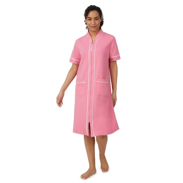 Aria Short Sleeve Zip Front Robe with pockets, Women's Sizes XS-5X ...