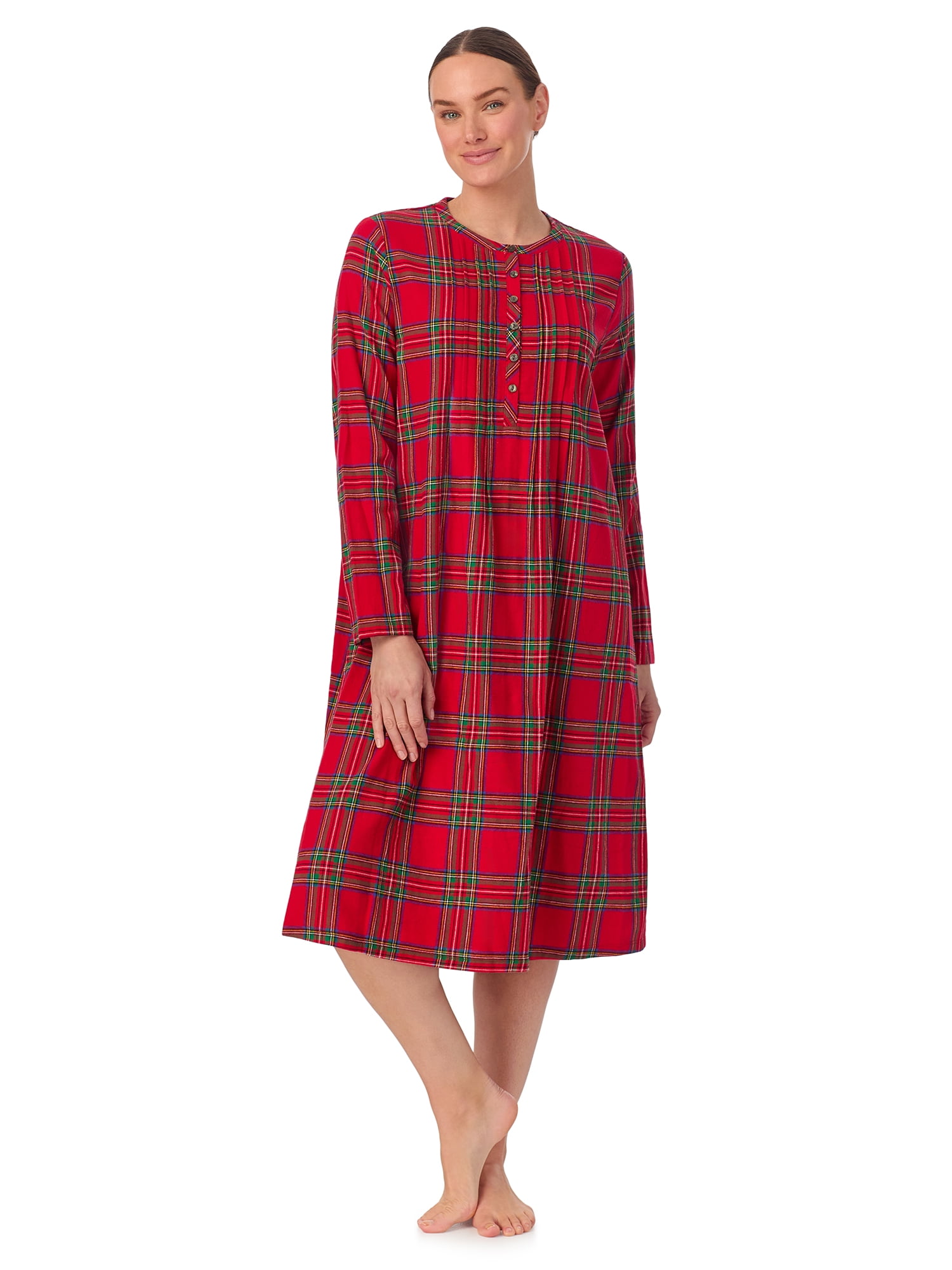 Aria Women’s 100% Cotton Woven Flannel Long Sleeve Nightgown, Sizes XS ...