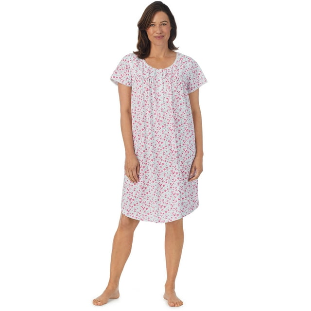 Aria Womens 100 Cotton Flutter Sleeve Scoop Neck Nightgown With Pockets Sizes M 4x