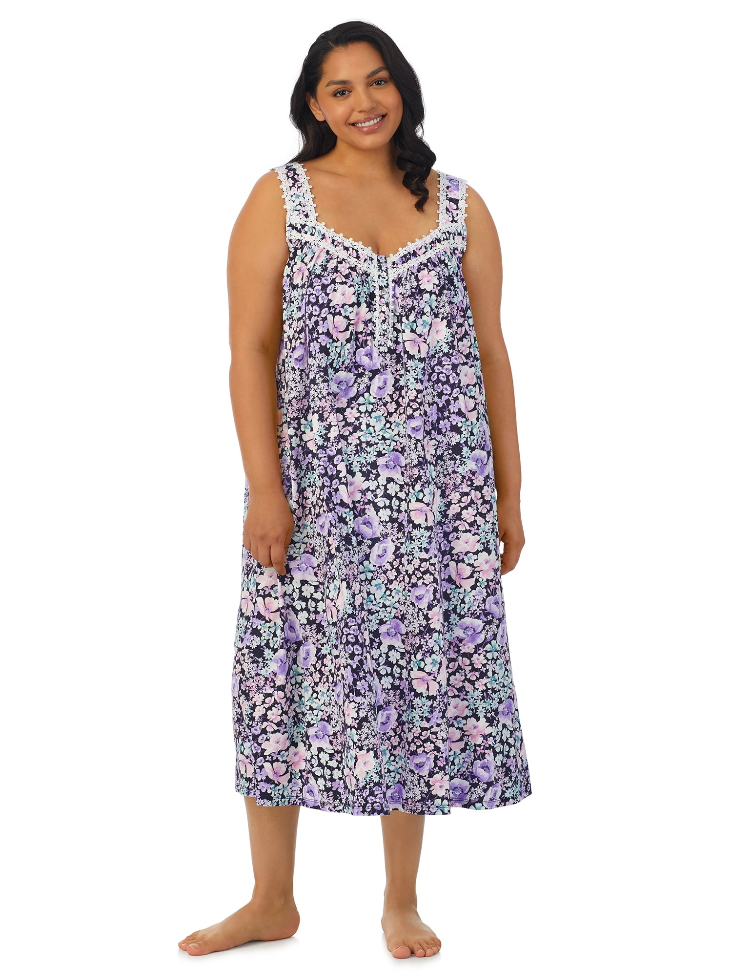 Aria Womens 100 Cotton Sleeveless V Neck 46 Nightgown Sizes Xs 4x