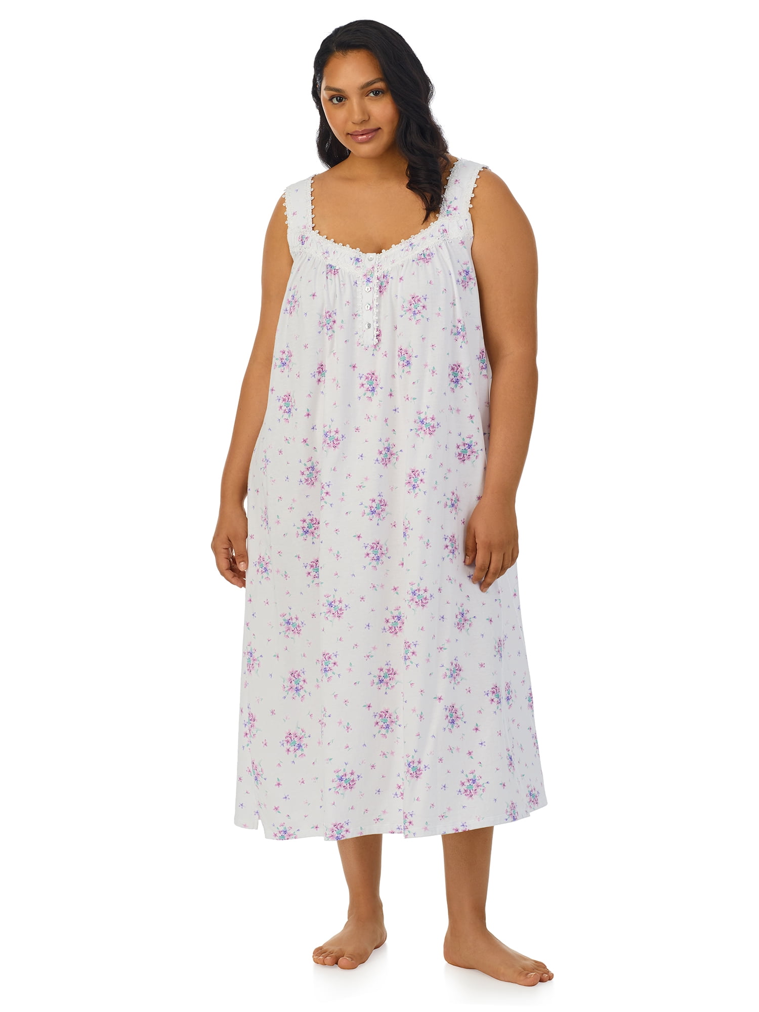Aria Womens 100 Cotton Sleeveless V Neck 46 Nightgown Sizes Xs 4x