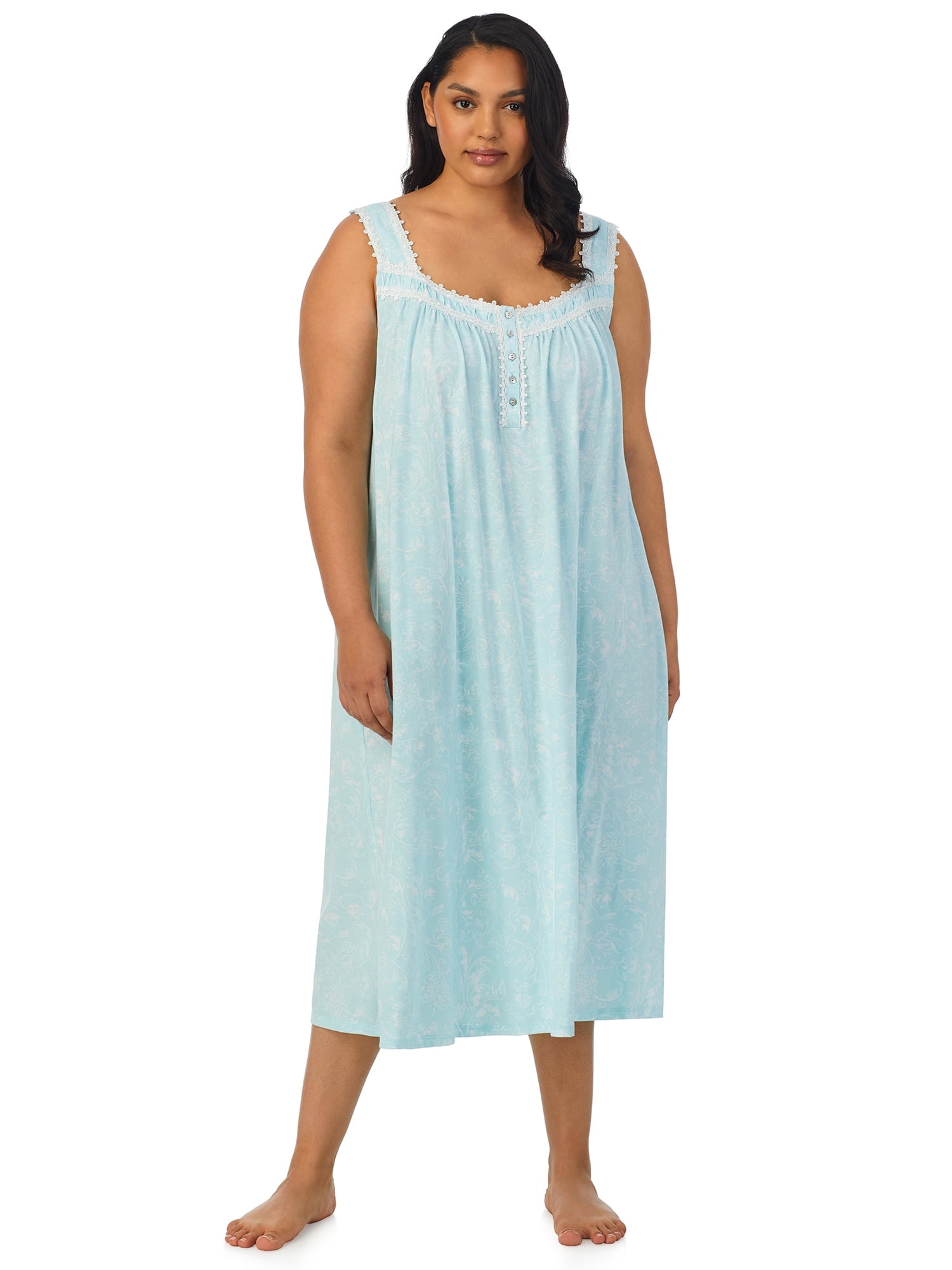 Aria Womens 100 Cotton Sleeveless V Neck 46 Nightgown Sizes Xs 4x
