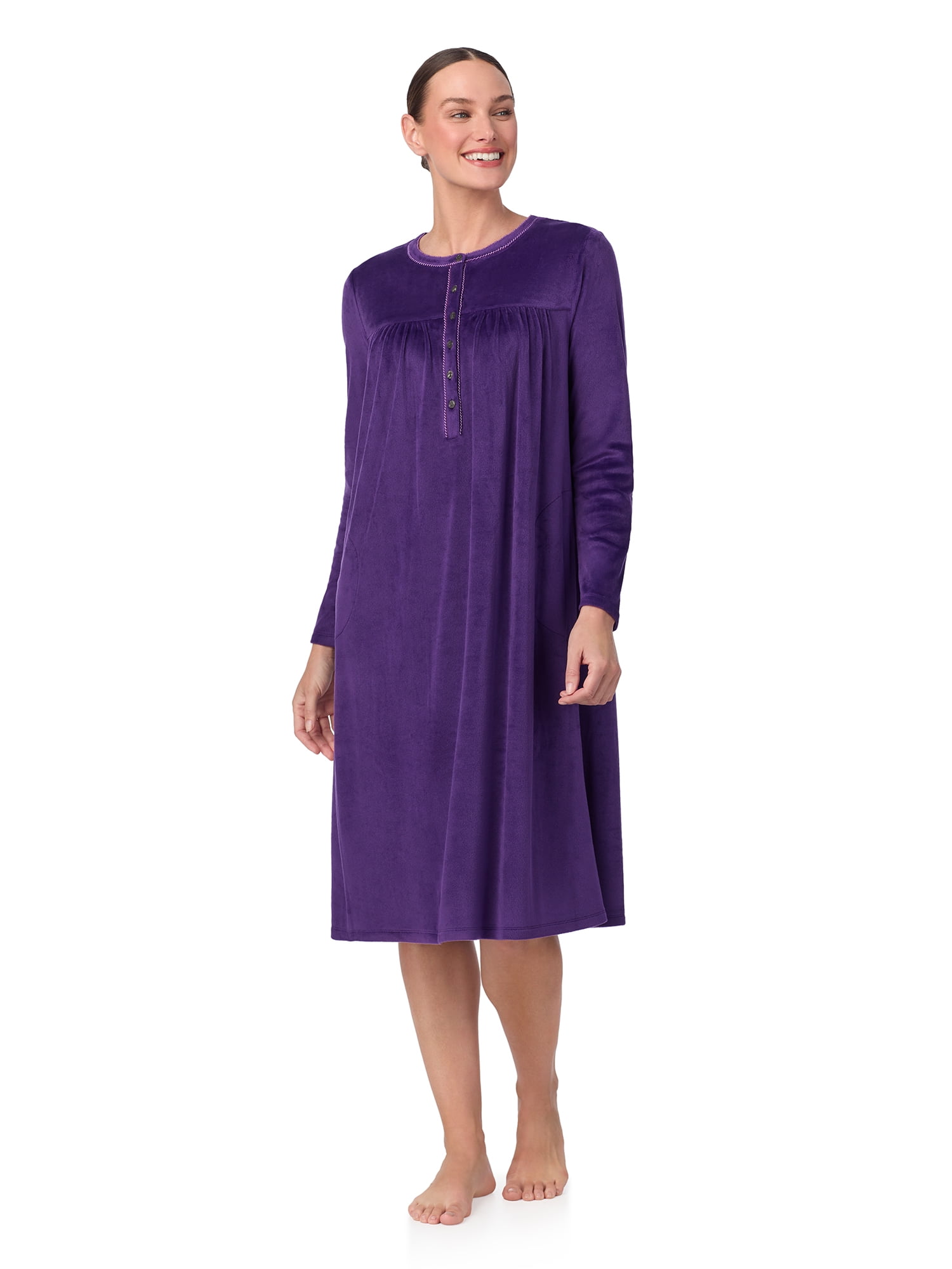 Aria Women’s Knit Velour Long Sleeve Ballet Nightgown, Sizes XS-5X ...