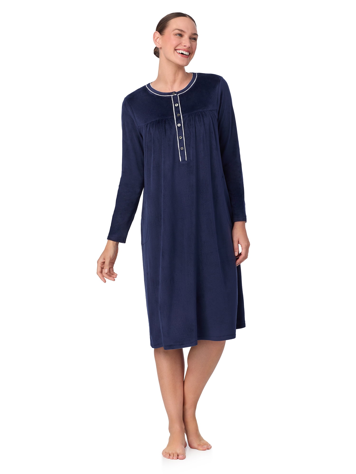 Aria Women’s Knit Velour Long Sleeve Ballet Nightgown, Sizes XS-5X ...