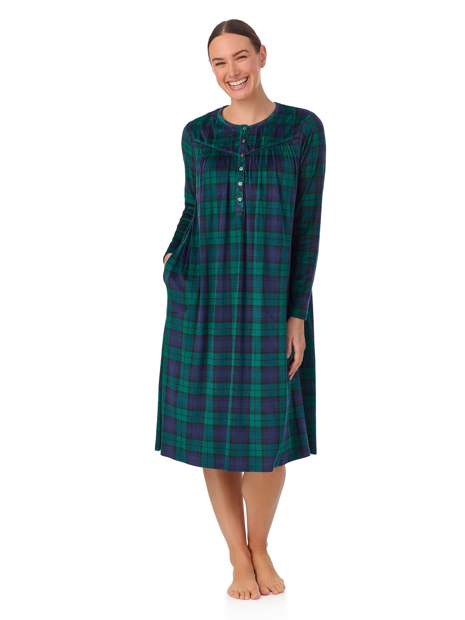 Aria Women's Long Sleeve Stretch Velour Sleepwear Gown, Sizes S-4X ...