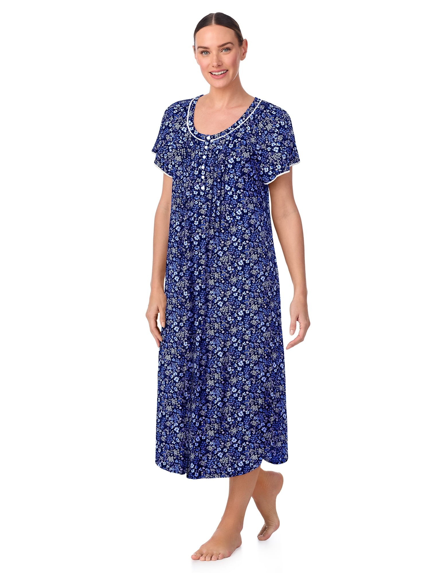 Aria Women's Raglan Sleeve Scoop Neck 46" Nightgown, Sizes XS to 5X ...
