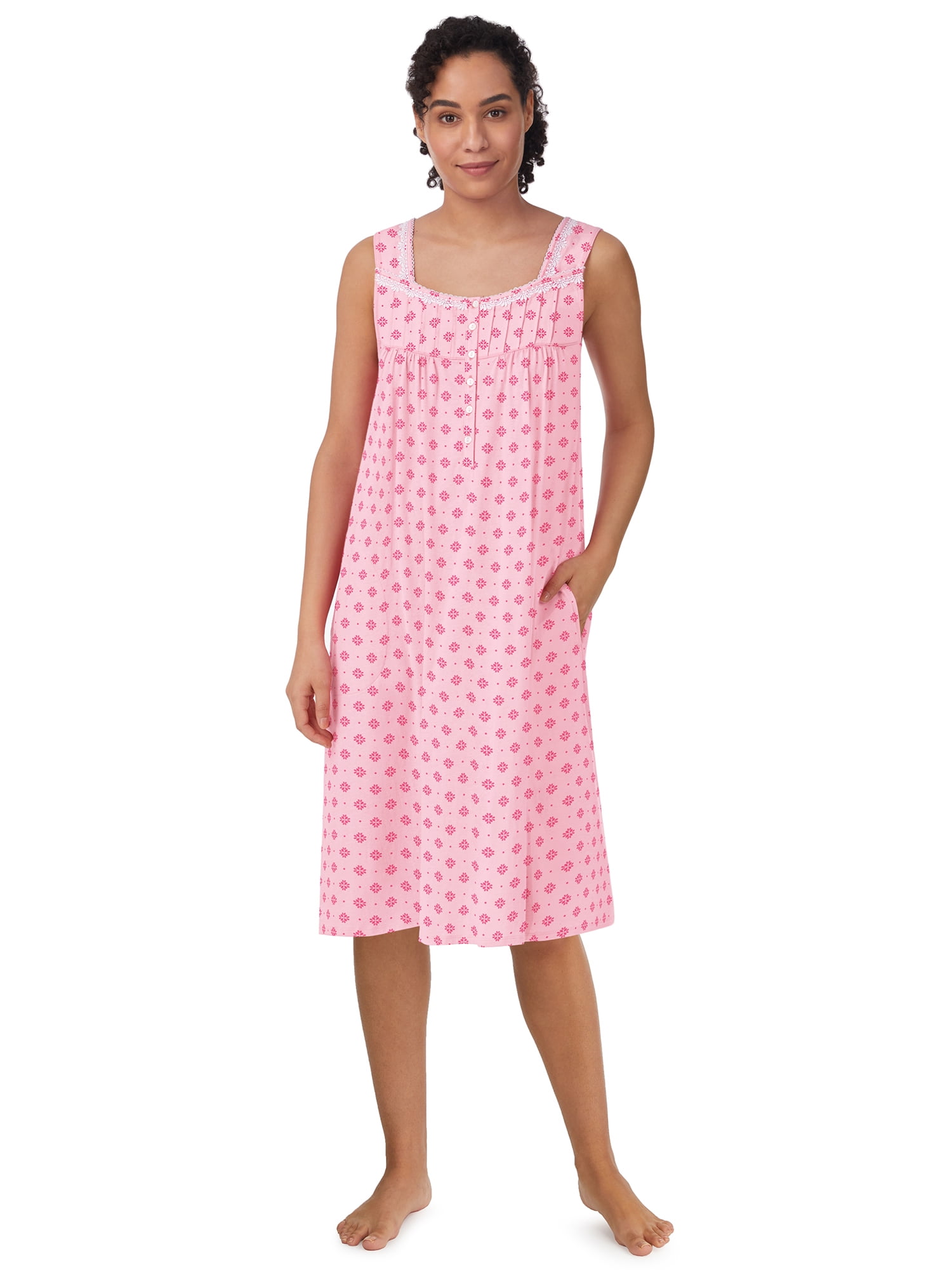 Aria Womens Sleeveless 100 Cotton Nightgown Sizes Xs 5x