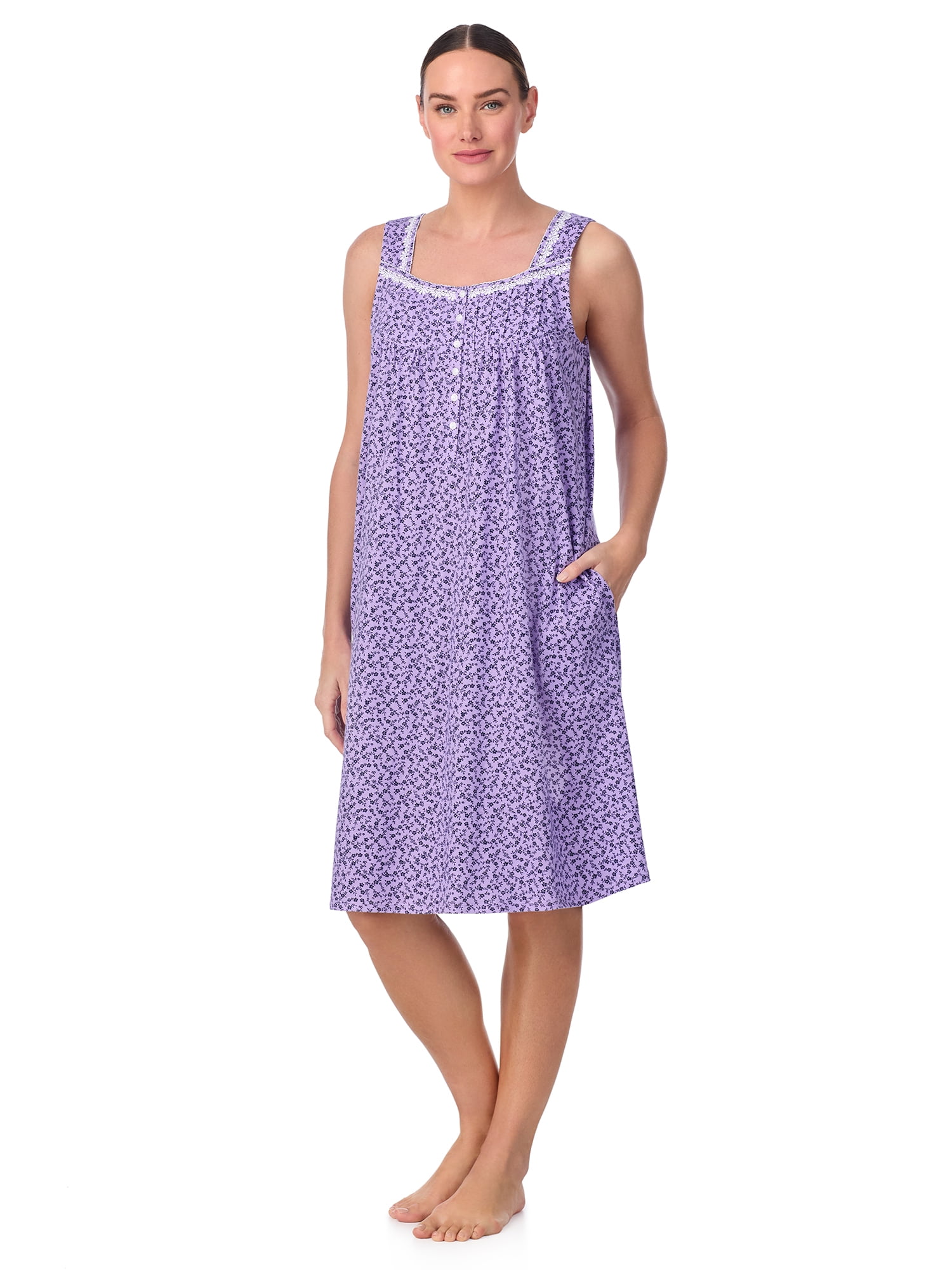 Aria Women's Sleeveless 100% Cotton Nightgown, Sizes XS-5X - Walmart.com