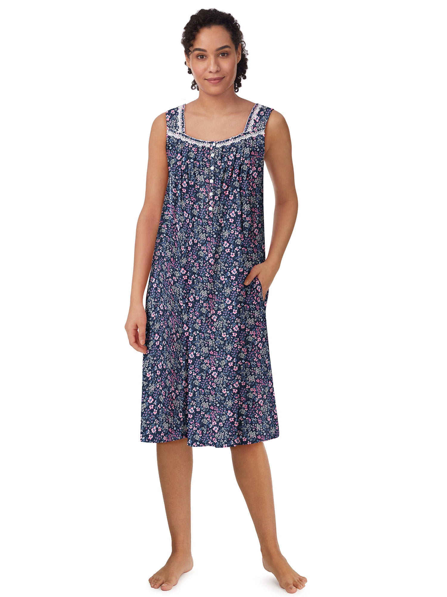 Aria Women's Sleeveless 40" Cotton Nightgown, Sizes XS-5X - Walmart.com