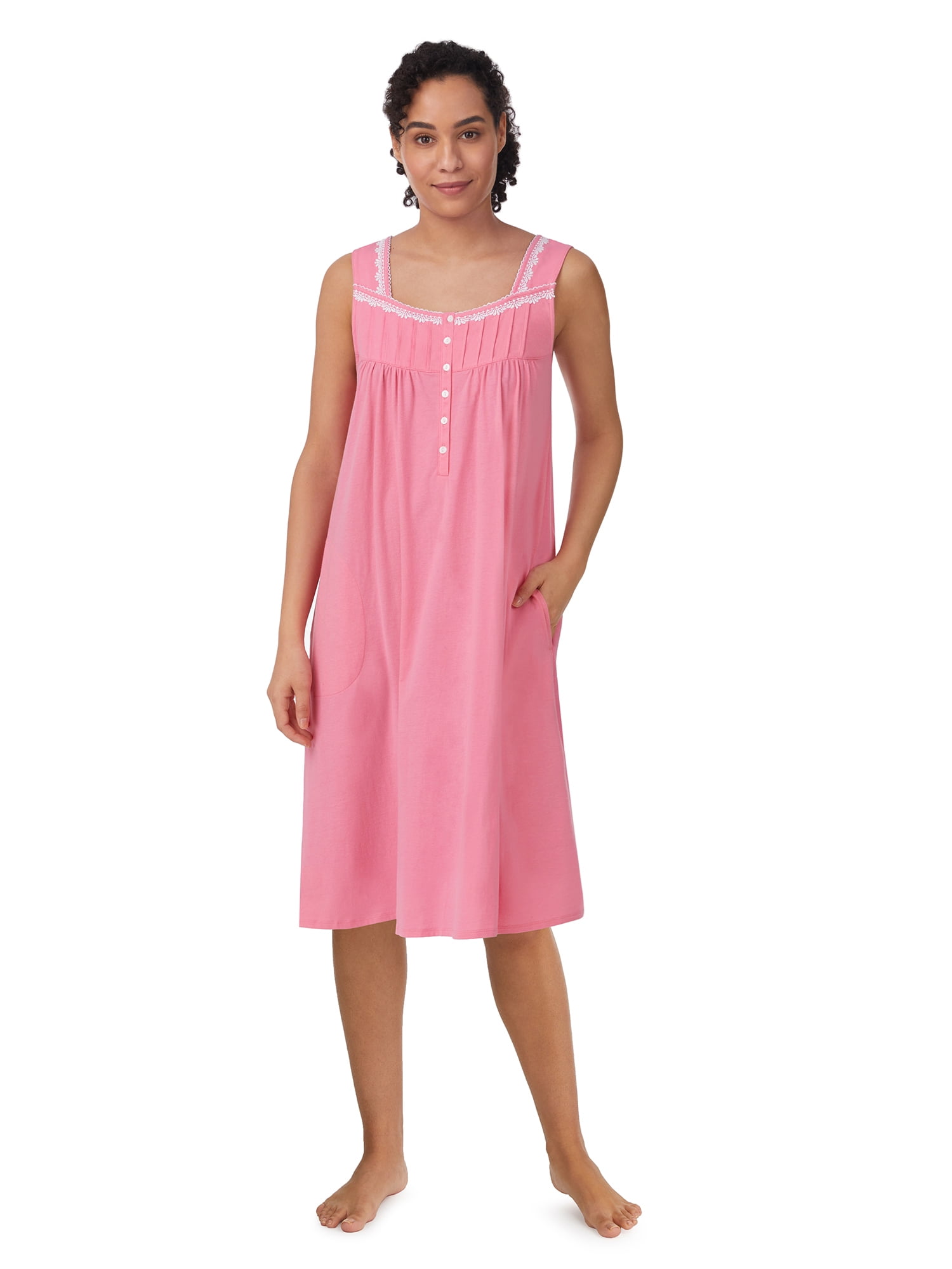 Aria Women's Sleeveless 40" Cotton Nightgown, Sizes XS-5X - Walmart.com
