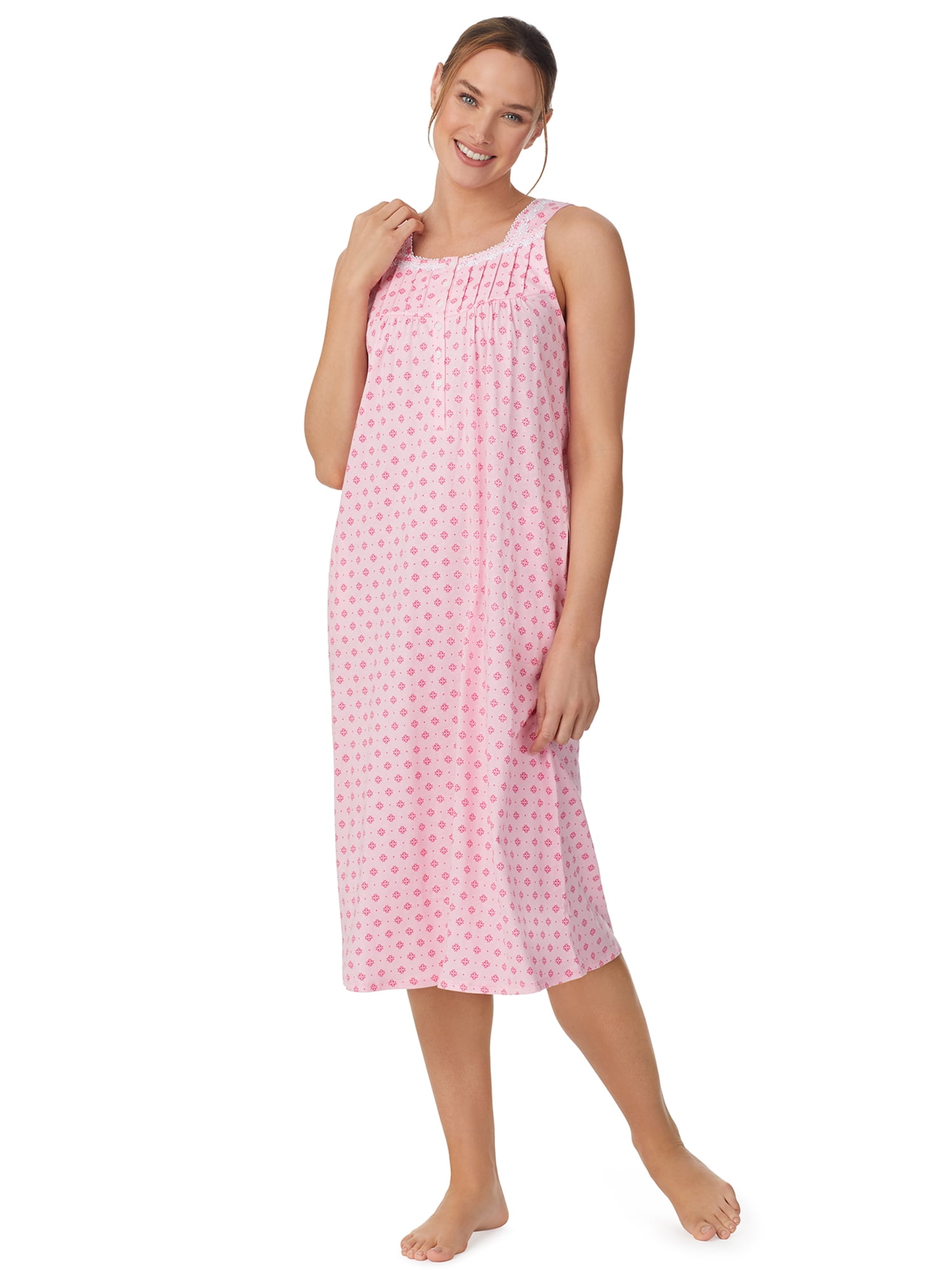 Aria women's 100% Cotton Nightgown - Sleeveless Long - Walmart.com