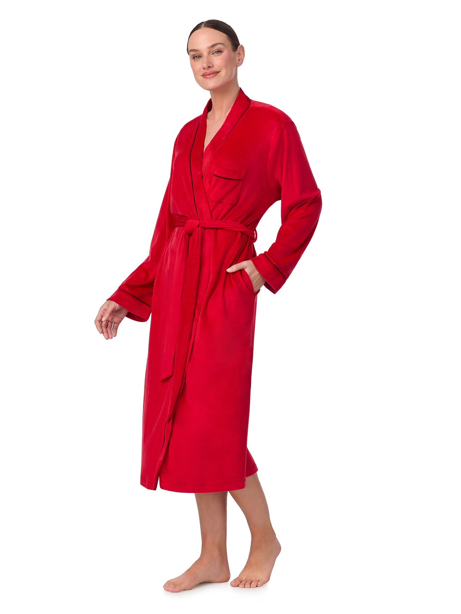 Aria women's Stretch Velour Long Sleeve Robe - Walmart.com