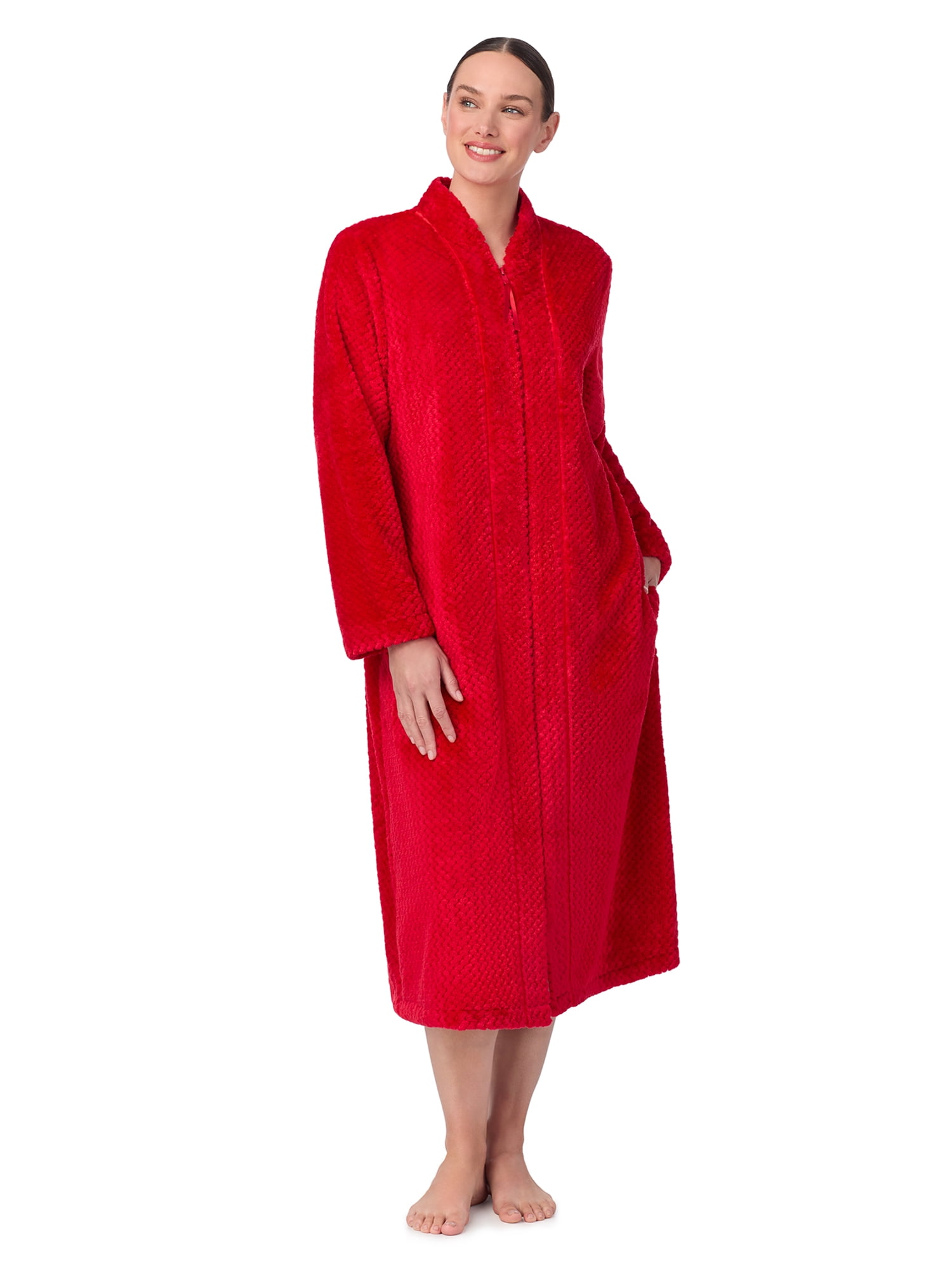 Aria's Women's Long Sleeve Zip Front Plush Chenille Robe, Sizes XS-5X - Walmart.com