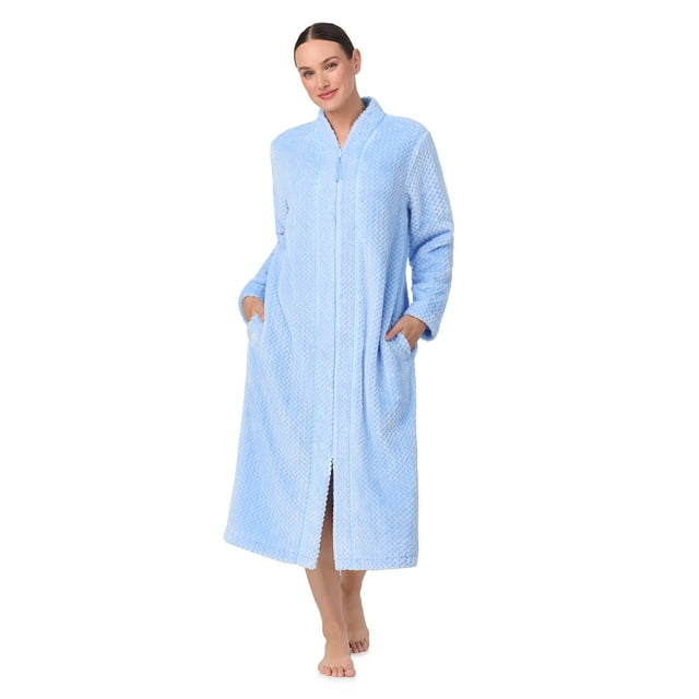 Aria's Women's Long Sleeve Zip Front Plush Chenille Robe, Sizes XS-5X ...