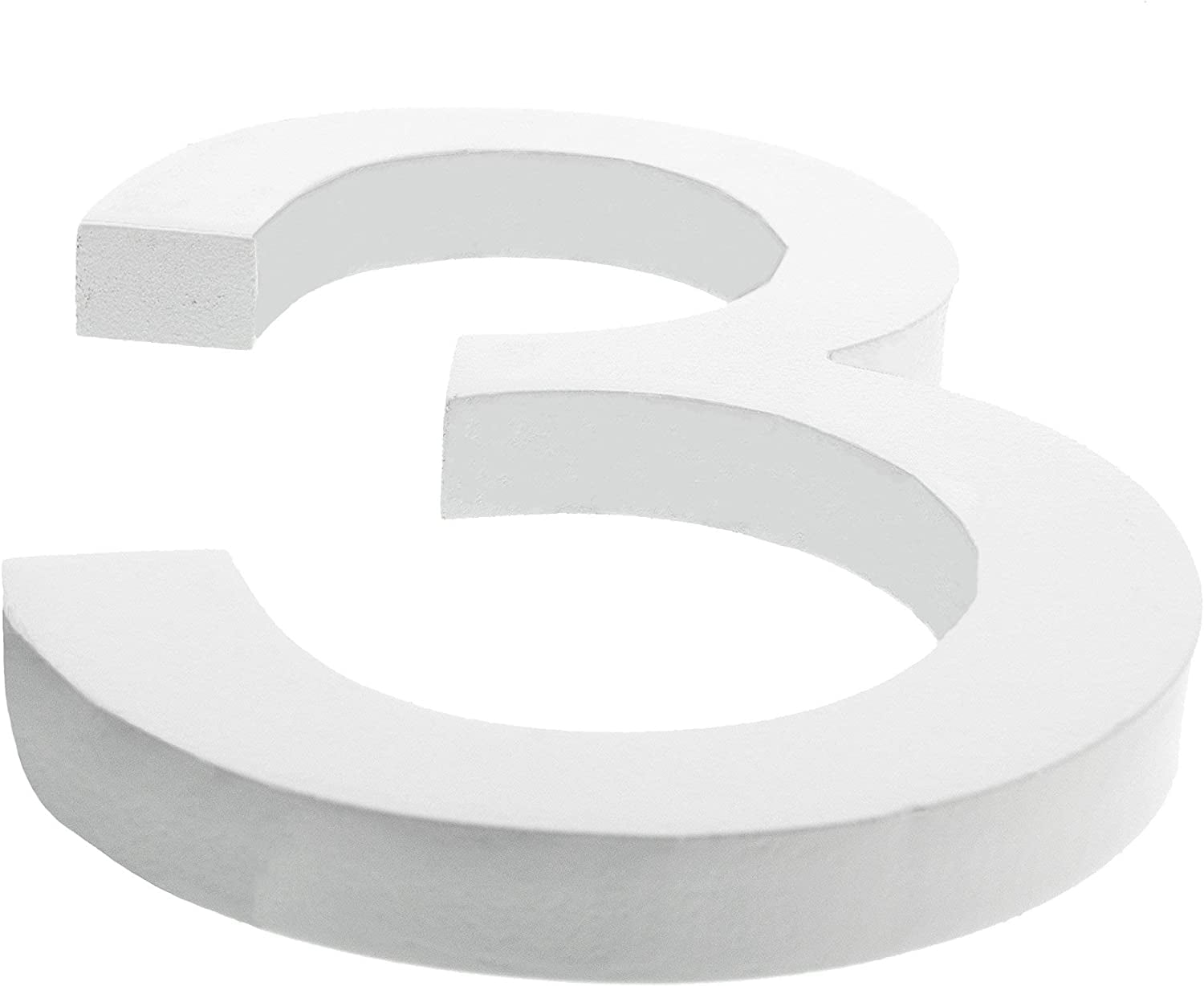 Arial Font White Painted MDF Wood Number 3 (Three) 6 Inches - Walmart.com