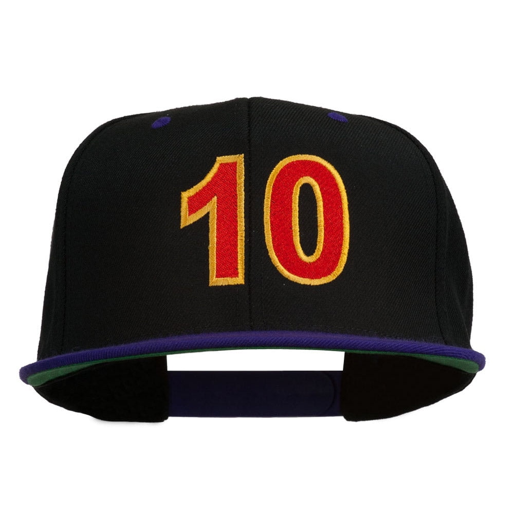 Arial Number 10 Embroidered Classic Two Tone Snap Back Cap - Black ...