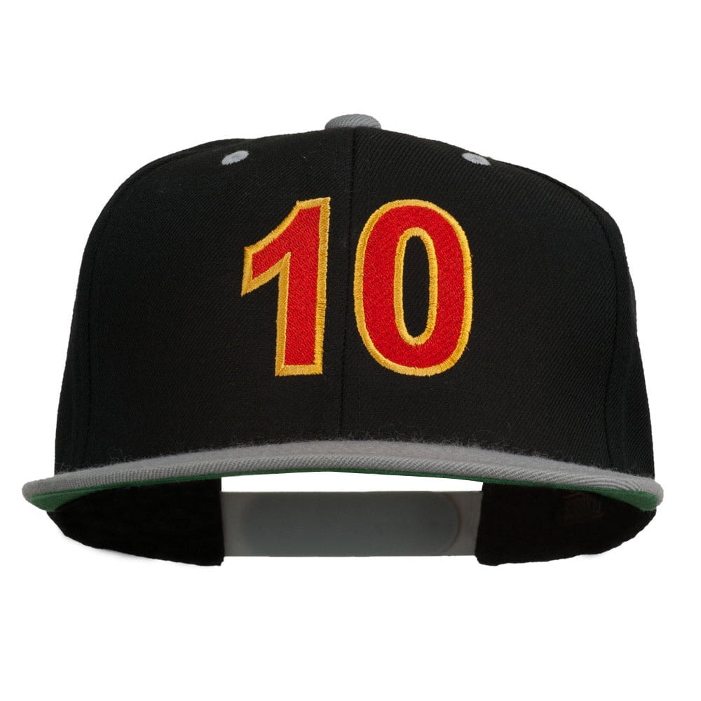 Arial Number 10 Embroidered Classic Two Tone Snap Back Cap - Black ...