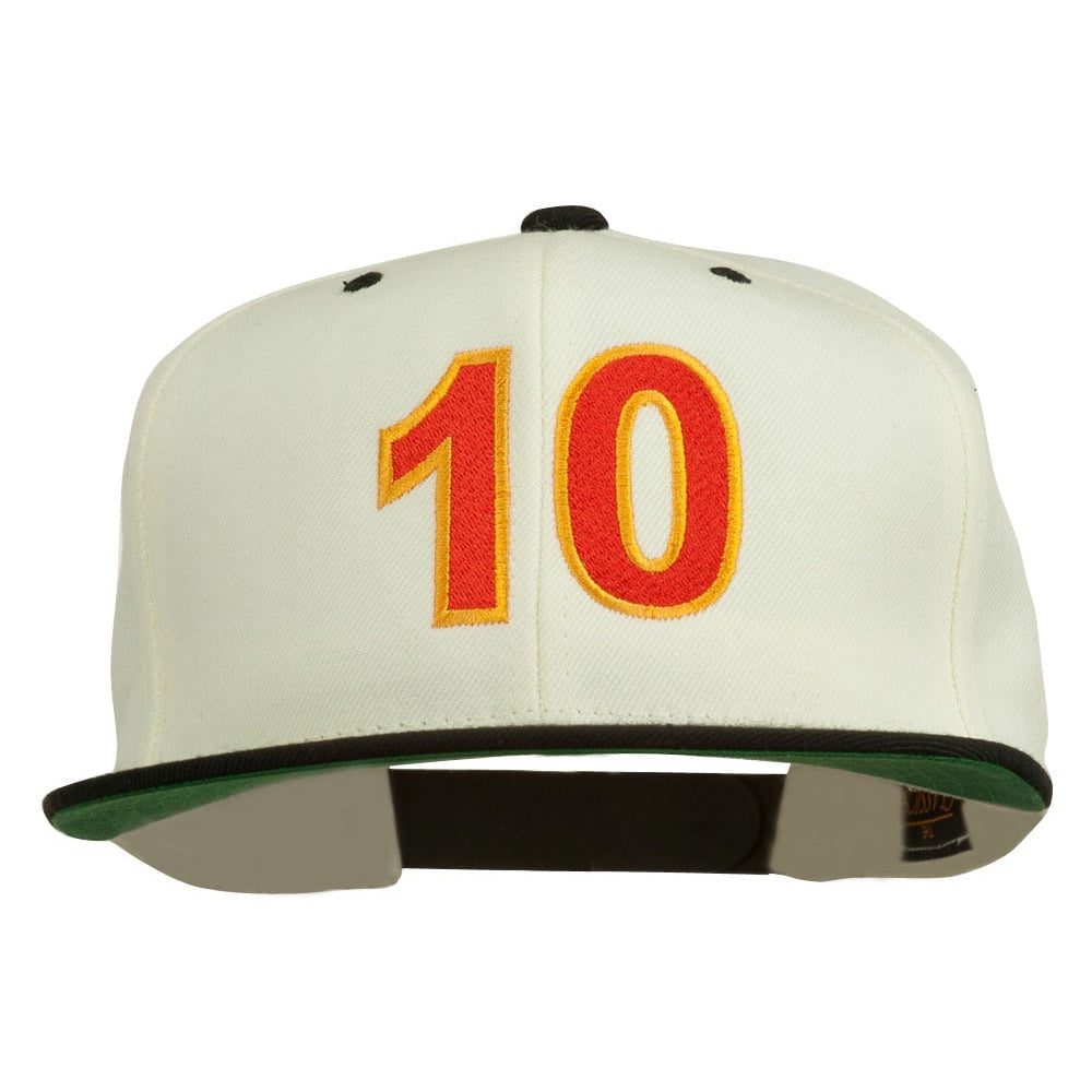 Arial Number 10 Embroidered Classic Two Tone Snap Back Cap - Natural ...