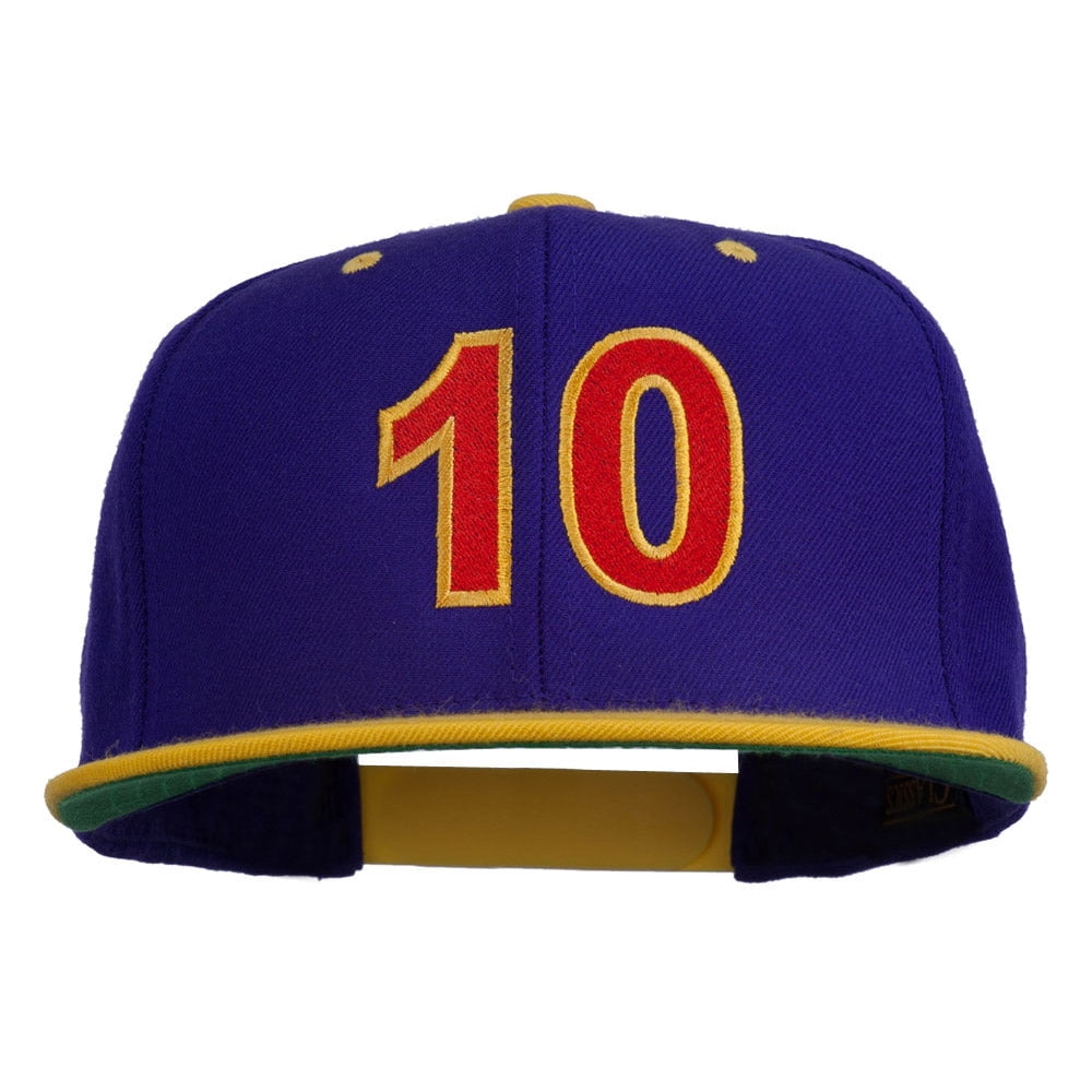 Arial Number 10 Embroidered Classic Two Tone Snap Back Cap - Purple ...