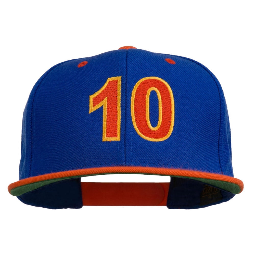 Arial Number 10 Embroidered Classic Two Tone Snap Back Cap - Royal ...
