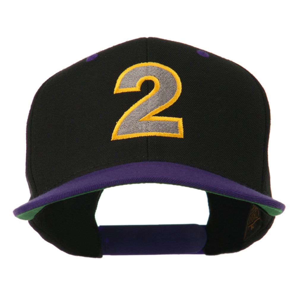 Arial Number 2 Embroidered Classic Two Tone Cap - Black Purple OSFM ...