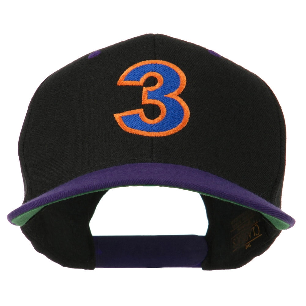 Arial Number 3 Embroidered Classic Two Tone Cap - Black Purple OSFM ...