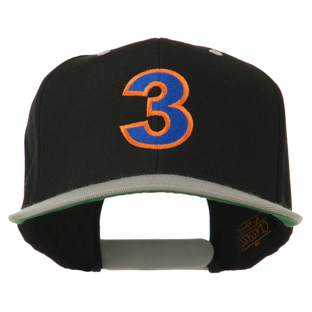 Arial Number 3 Embroidered Classic Two Tone Cap - Black Silver OSFM ...