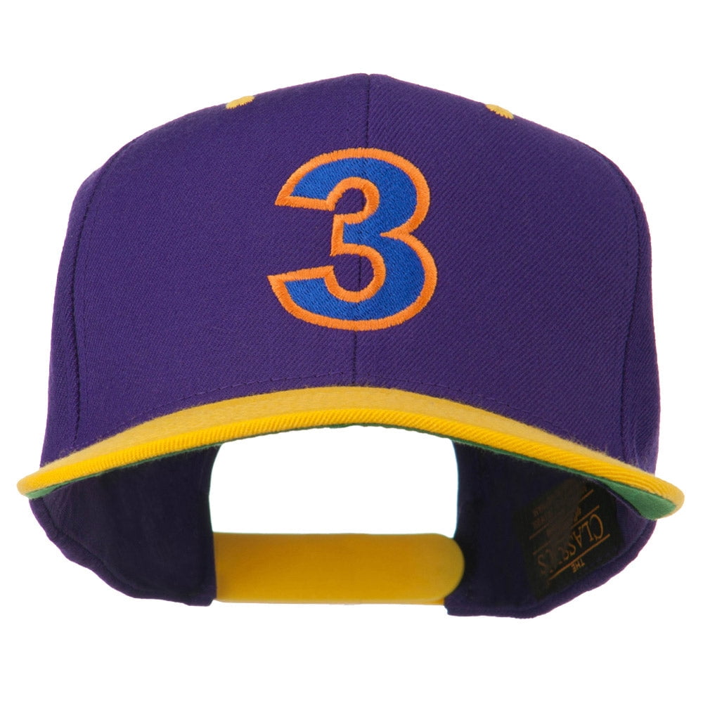 Arial Number 3 Embroidered Classic Two Tone Cap - Purple Gold OSFM ...