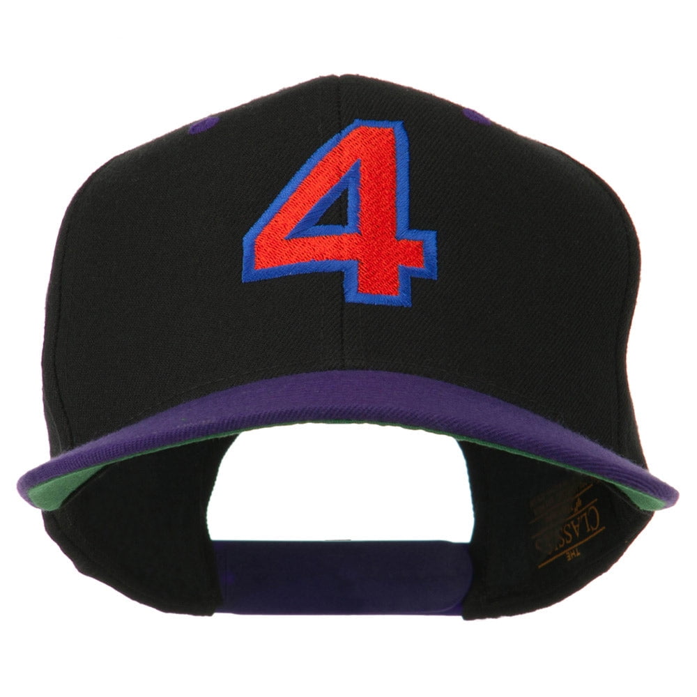 Arial Number 4 Embroidered Classic Two Tone Cap - Black Purple OSFM ...