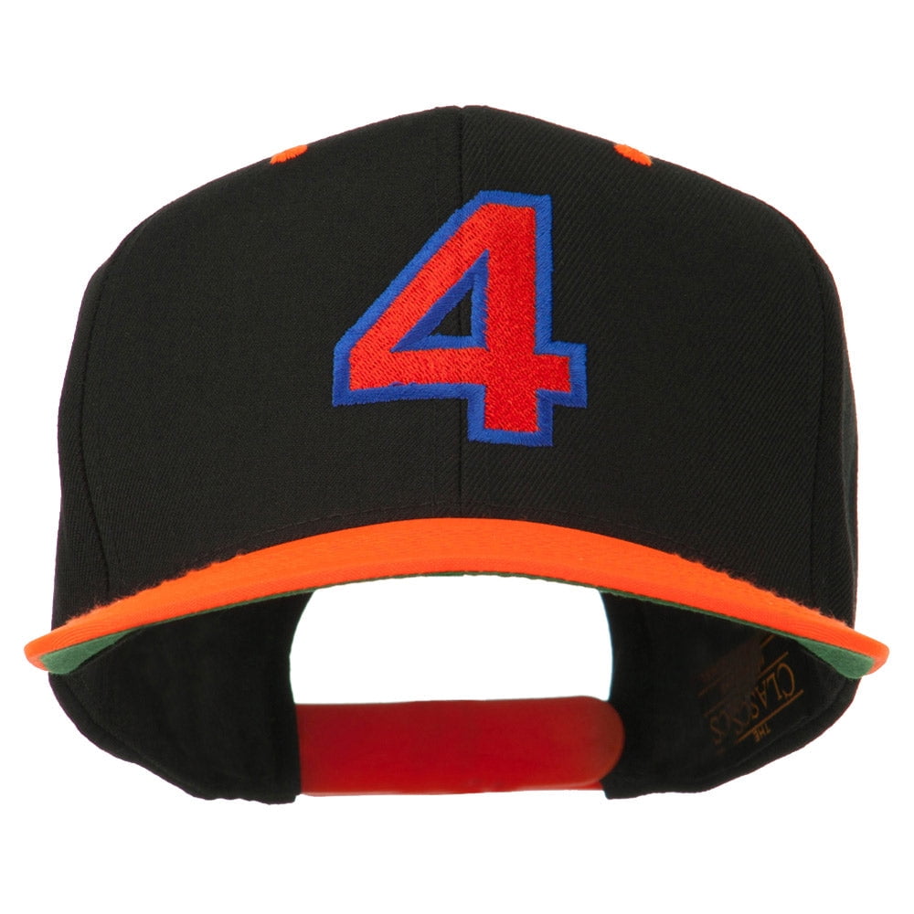 Arial Number 4 Embroidered Classic Two Tone Cap - Neon Orange OSFM ...