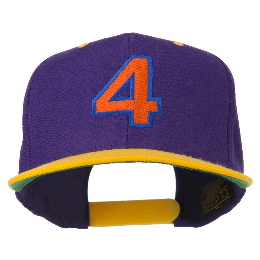 Arial Number 4 Embroidered Classic Two Tone Cap - Purple Gold OSFM ...