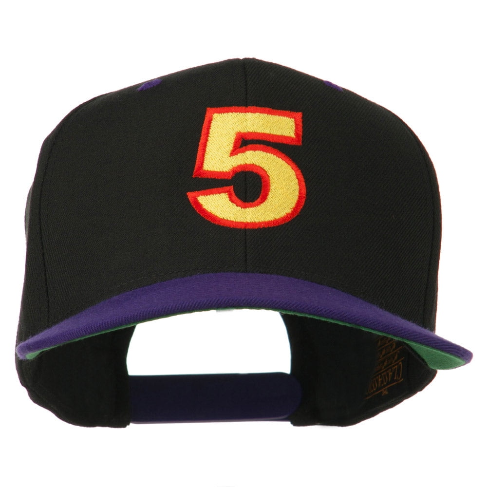 Arial Number 5 Embroidered Classic Two Tone Cap - Black Purple OSFM ...