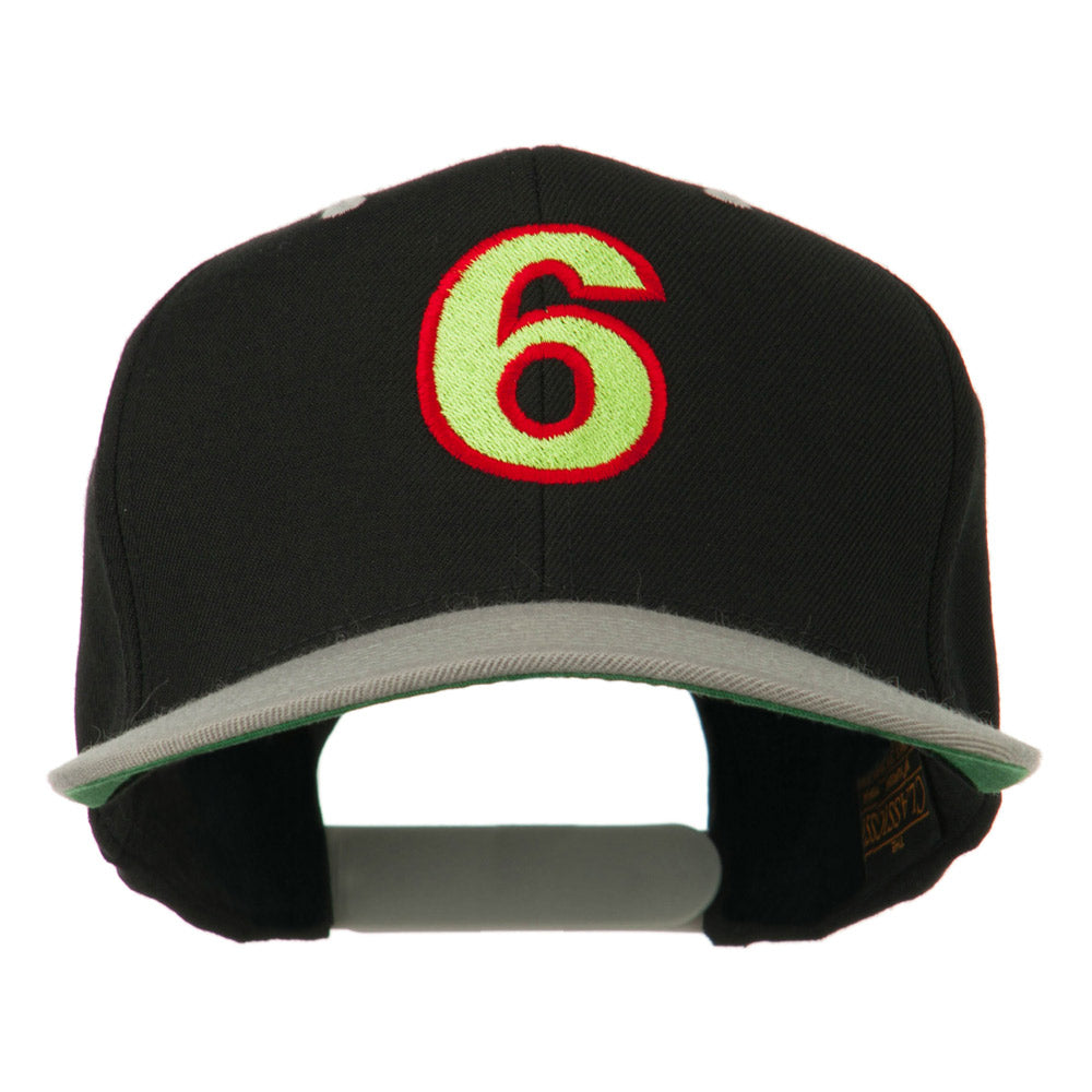 Arial Number 6 Embroidered Classic Two Tone Cap - Black Silver OSFM ...
