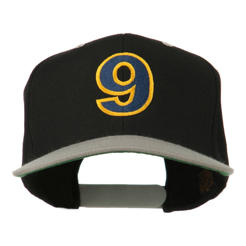 Arial Number 9 Embroidered Classic Two Tone Cap - Black Silver OSFM ...