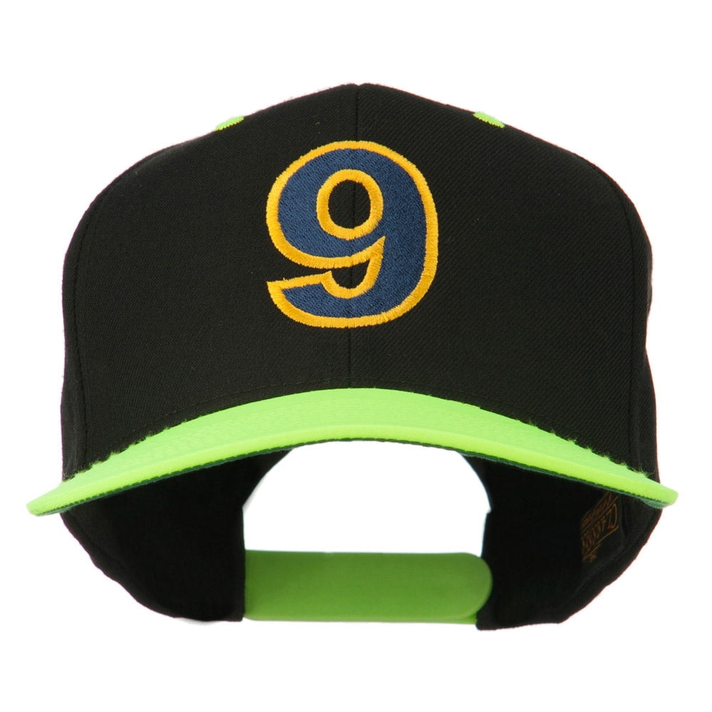 Arial Number 9 Embroidered Classic Two Tone Cap - Neon Yellow OSFM ...