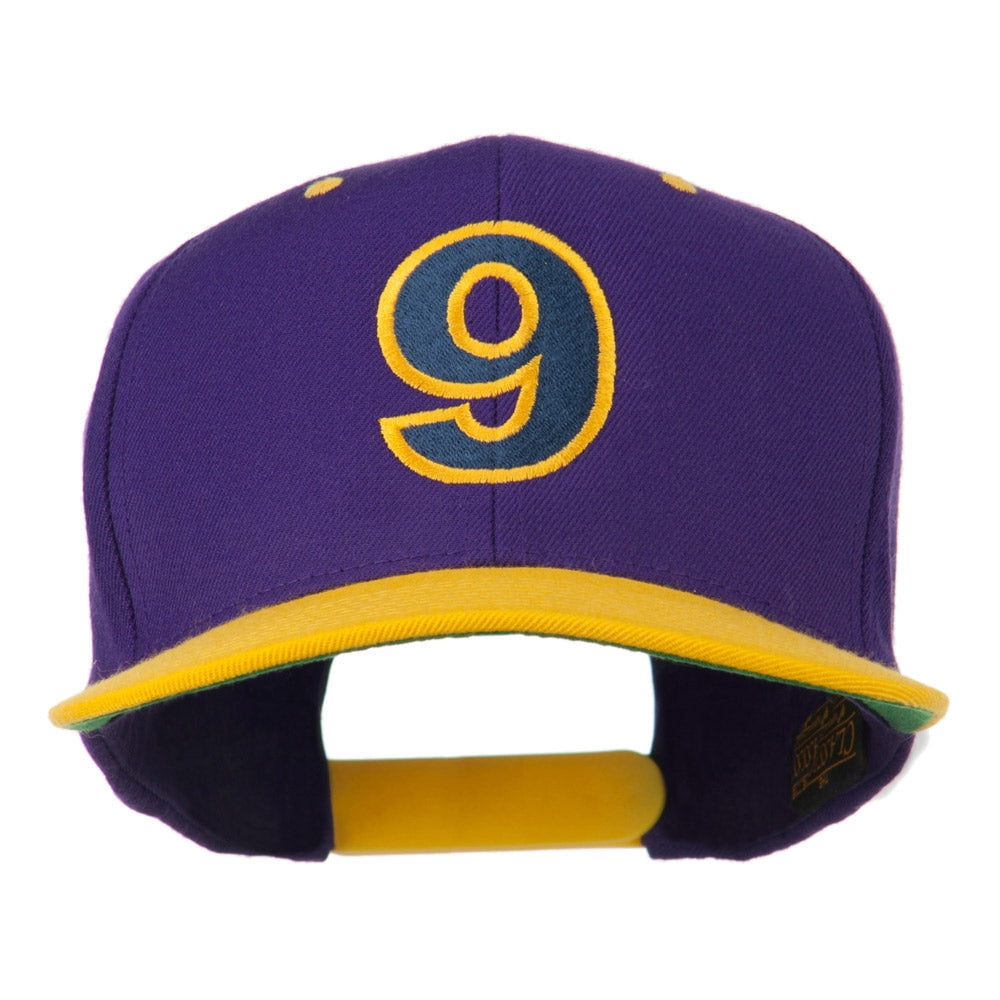 Arial Number 9 Embroidered Classic Two Tone Cap - Purple Gold OSFM ...