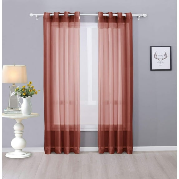 Ariana 2 Piece Sheer Voile Fully Stitched Window Panel Curtain Drape ...