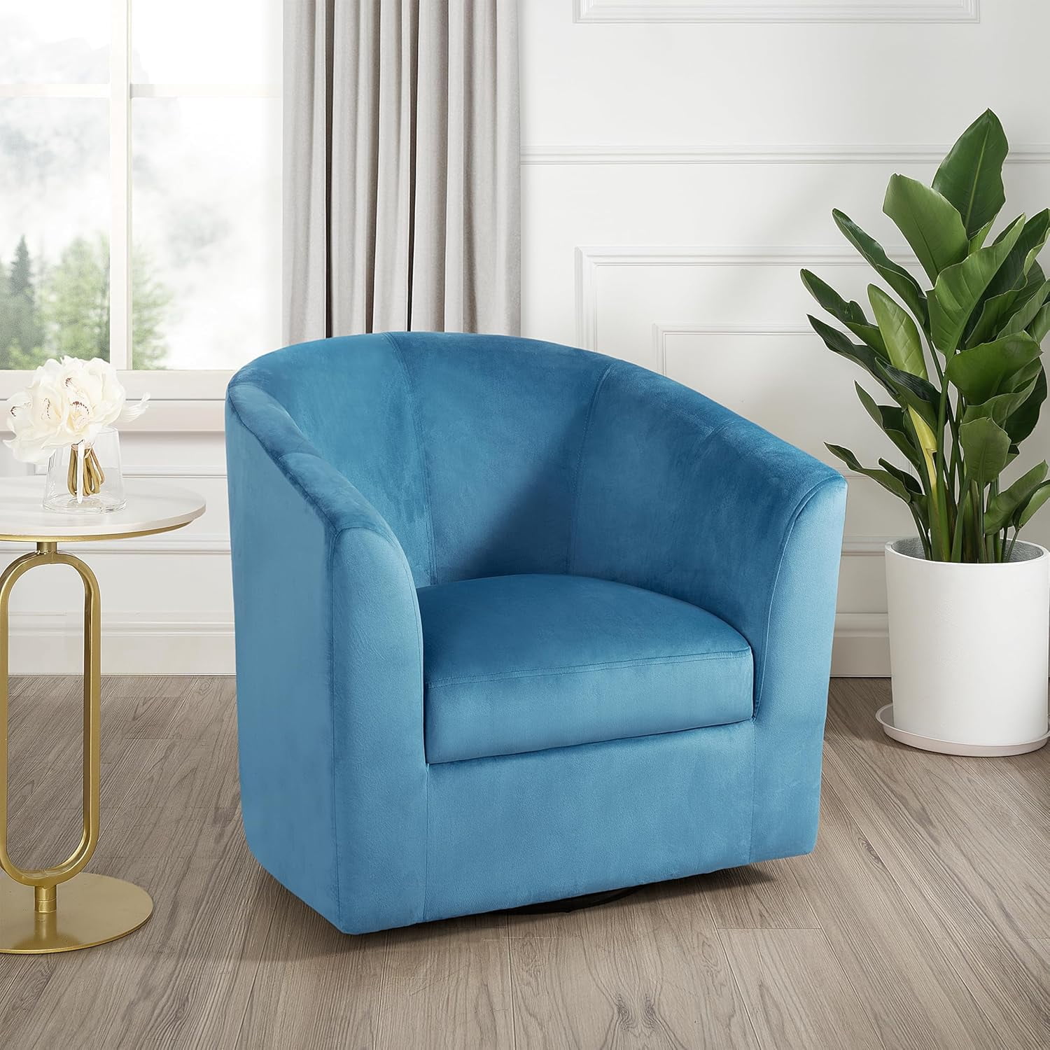 Ariana 360 Degree Swivel Barrel Chair Swivel Accent Chair for Living ...