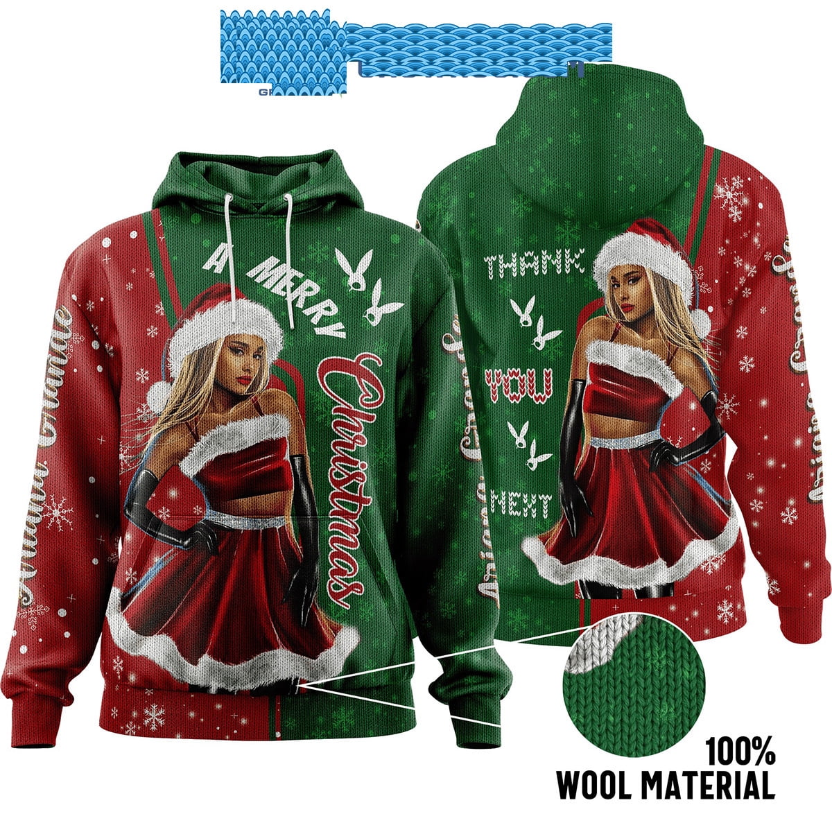 Ariana Grande A Merry Christmas Thank You Next Zipper Hoodie T-Shirt ...