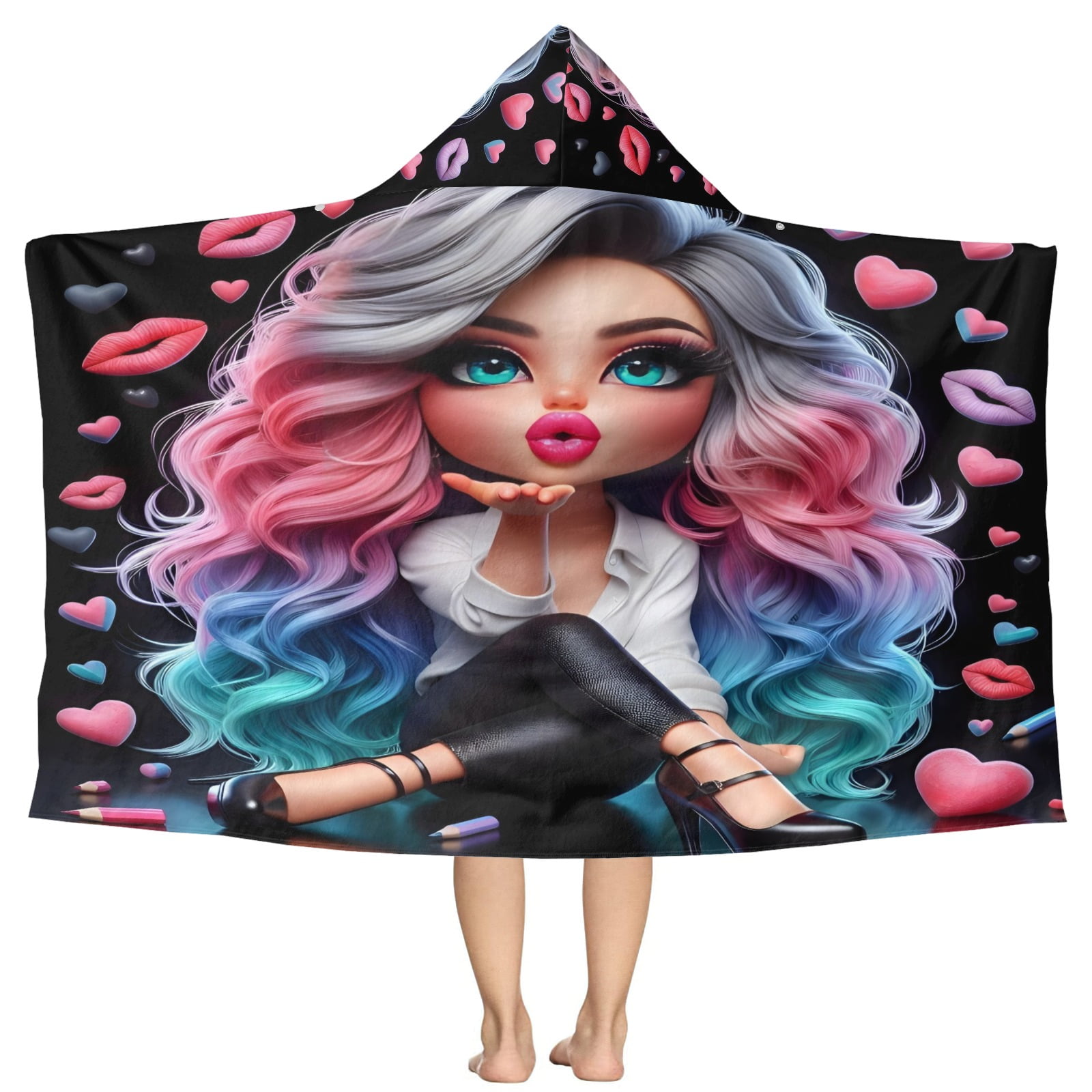Ariana Grande Aesthetic Pattern Beach Poncho - Microfiber - Towel - Kids Lightweight And ...