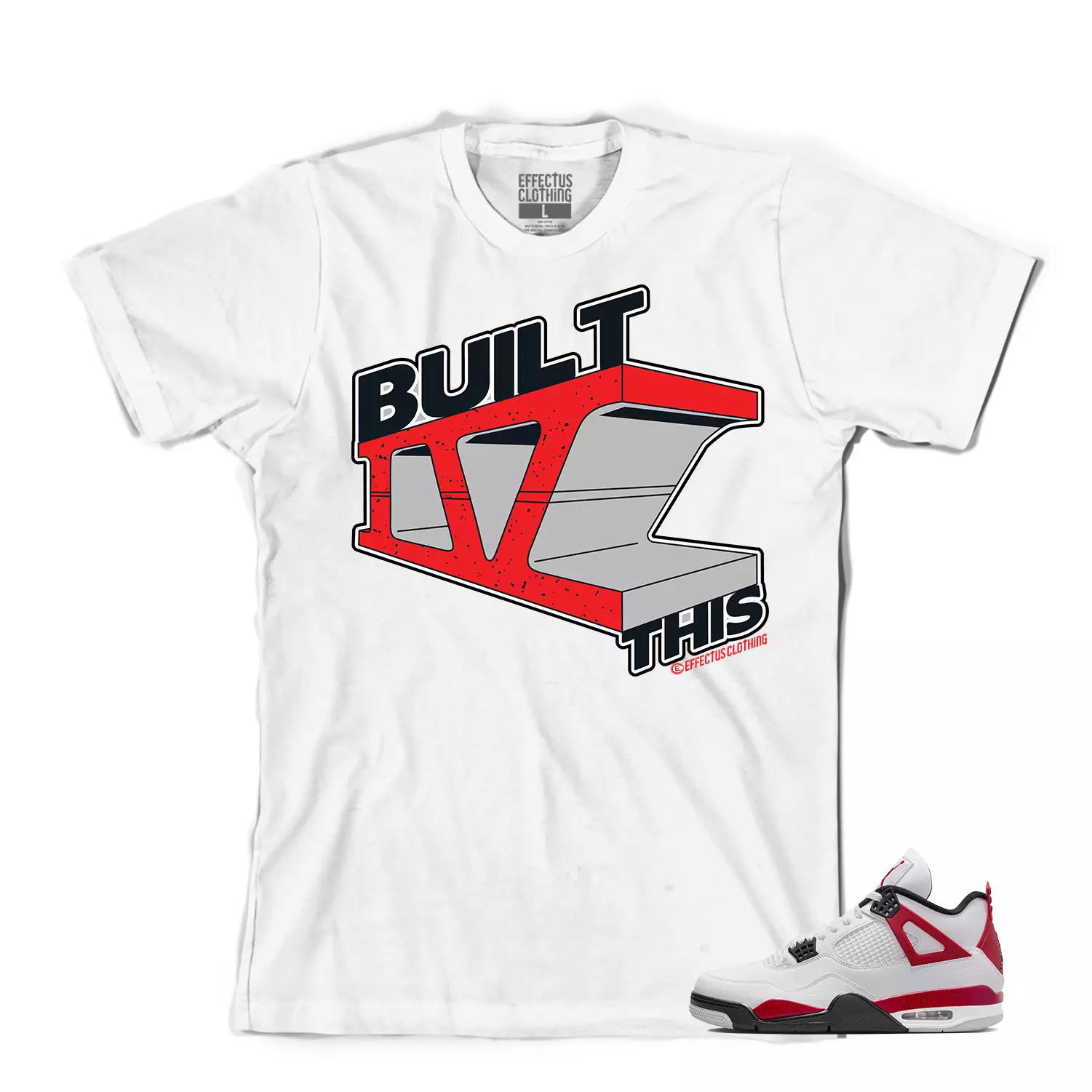 Tee To Match Air Jordan Retro 4 Red Cement. Built Red Cement Tee ...