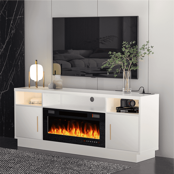 70 inch Electric Fireplace TV Stand with 36.5" Electric Fireplace ...