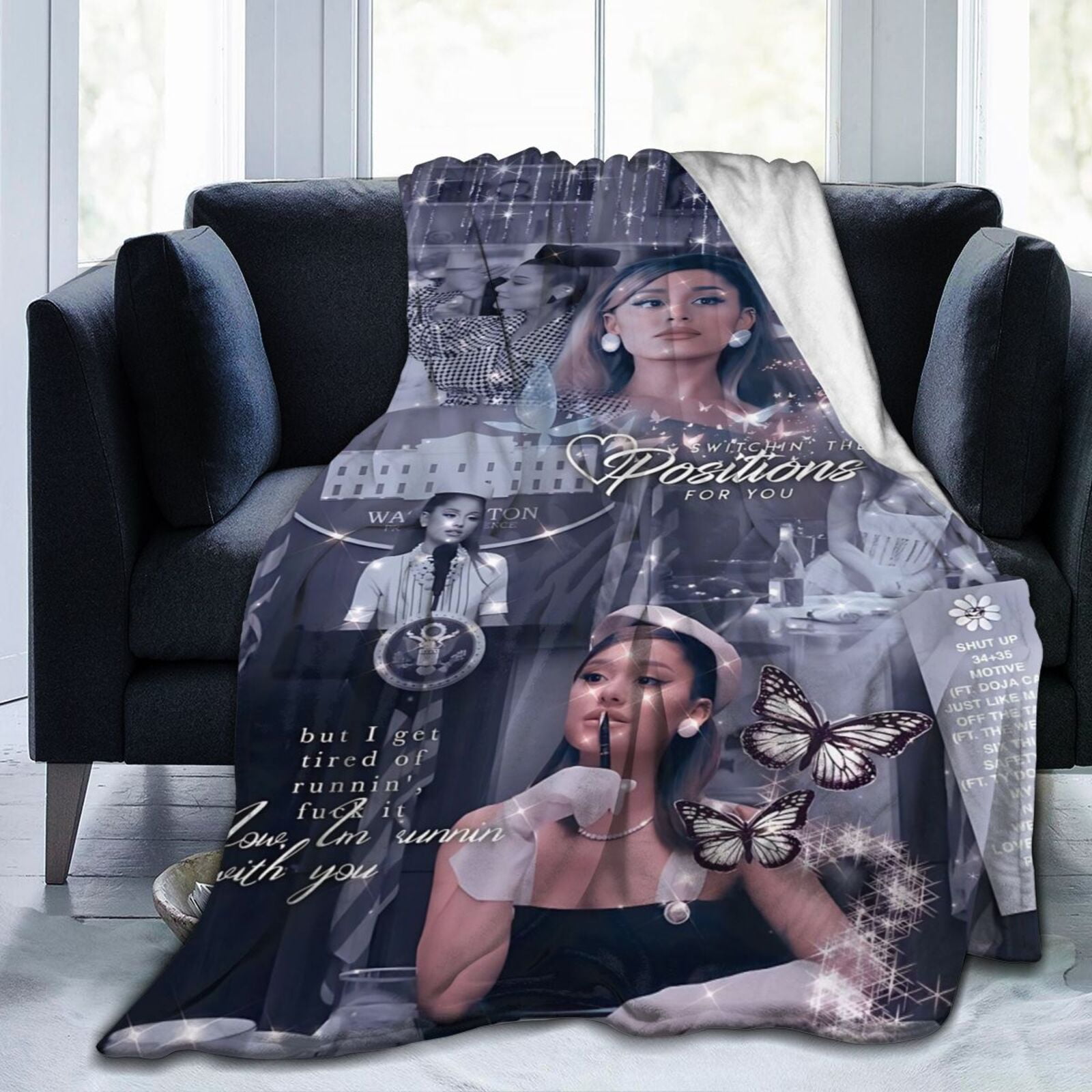 Ariana Grande themed flannel blanket - featuring vibrant patterns, soft ...