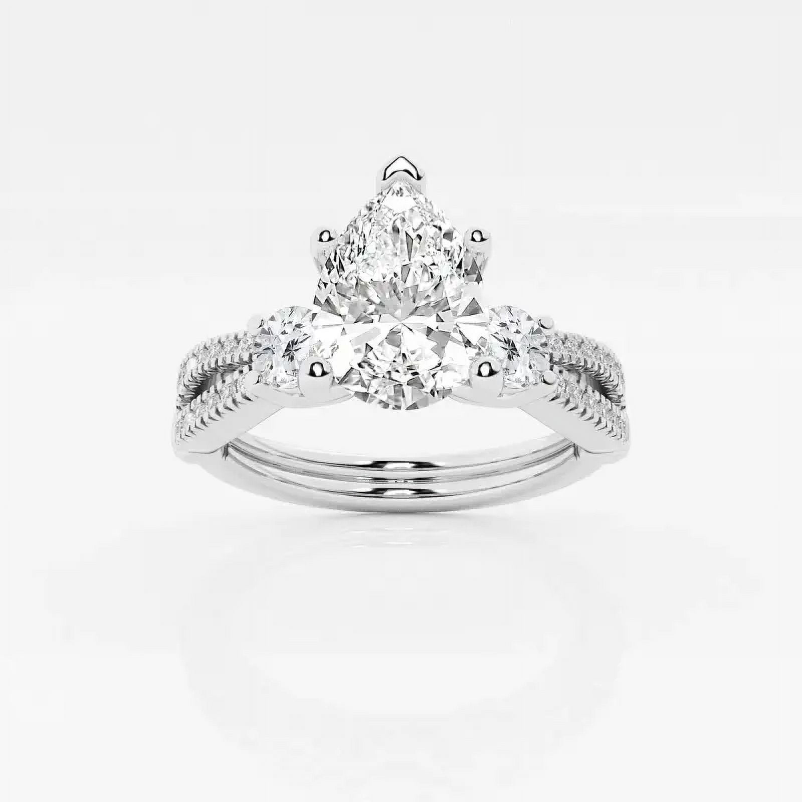 Ariana Jewel 1.6 Ct Pear Cut Lab Created Diamond Three Stone Engagement ...