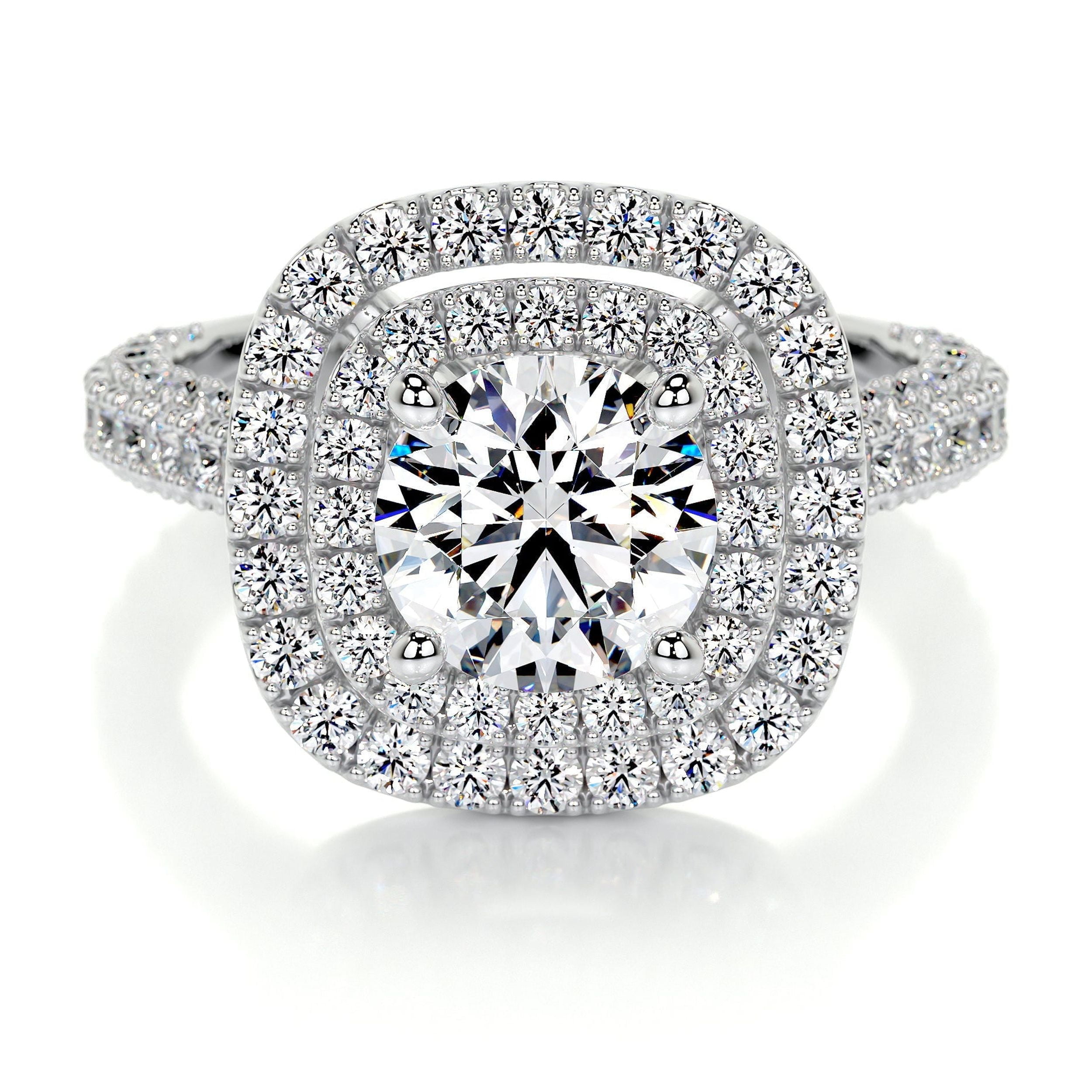 Ariana Jewel 1.6 Ct Round Cut Diamond Double Halo Wedding Ring - Prong ...