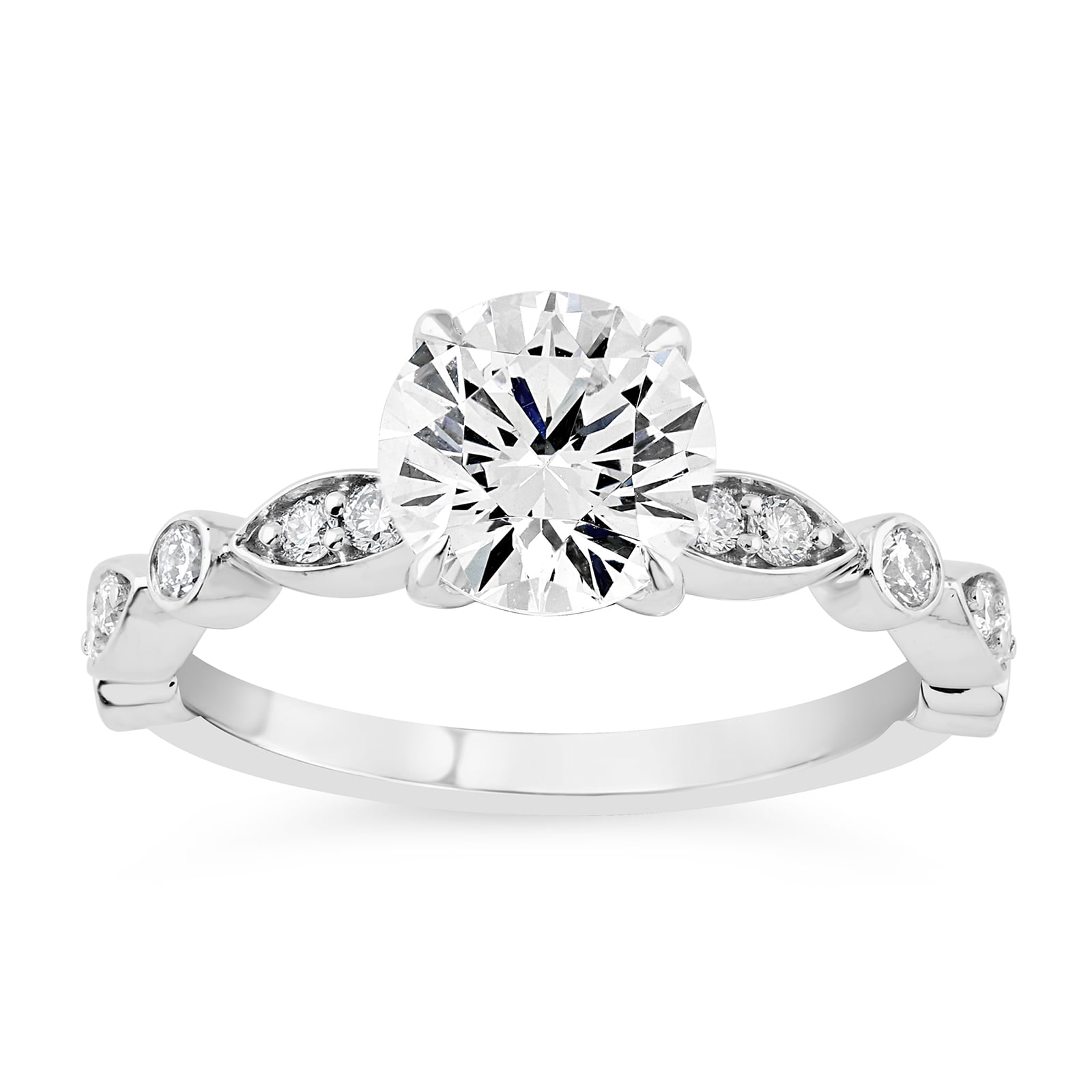 Ariana Jewel 1.6 Ct Round Lab Diamond Wedding Ring – 14K Silver ...