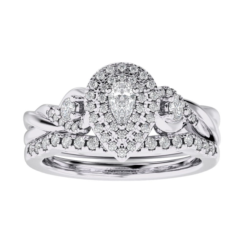 Ariana Jewel 1.7 Ct Pear Cut Diamond Ring - 14k White Gold Plated ...