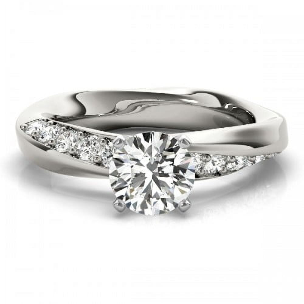 Ariana Jewel 1.7 Ct Round Cut Solitaire with Accent Diamond Ring - Classic Engagement Wedding ...