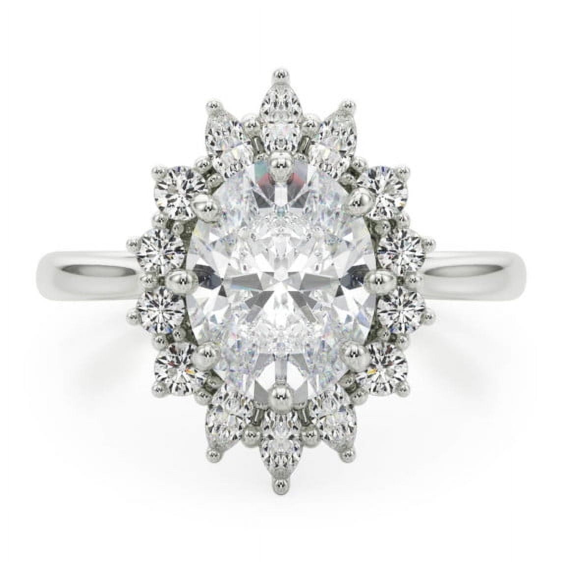 Ariana Jewel 1.8 Ct Excellent Oval Cut Marquise Halo Solitaire with Accent Diamond Rings for ...